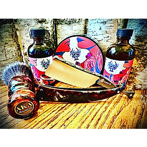 Valentynka Tallow Shaving Soap. Enriched with Donkey Milk, Water Buffalo Milk, Whey Proteins, Omega 3, Omega 6, Hops Extract. Canadian Fir, Leather, Orange, Jasmine, Sugar, Amber, Saffron, Cedarwood