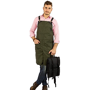 Under NY Sky Knife Bag - Black Real Leather - 13 Knife Slots, 2 Zipped Pockets for Kitchen Utensils, Large Pocket for Tablets & Notebooks - Expandable - Tool Storage Bag Style for Chefs, Cooks, BBQ