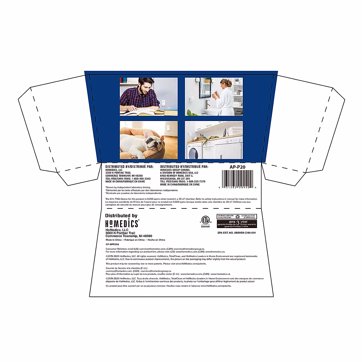 Homedics TotalClean Personal UV-C Plug-In Air Sanitizer – Small Air Purifier for Bedrooms and Bathrooms, Built-In Night-Light for Small Spaces, Auto-On Motion, White