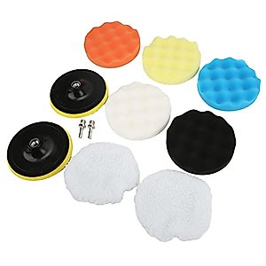 Uxsiya Polishing Buffing Foam Pads, Fiber Buffing Sponge Pad Bonnet Set with Adapter Tray for Polisher for 5-6 inch Pneumatic or Electric Polishing Machine