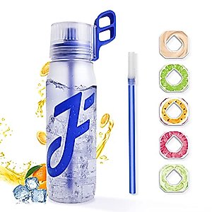 sipperment Water Bottle with Straw, 650ml Air Water Bottle Air Starter Set Drinking Bottles with 5 Flavour Pods 0 Sugar, BPA Free, Leak-proof