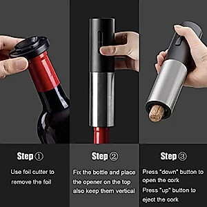 Electric Wine Opener, Automatic Wine Bottle Opener with Base, Corkscrew Remover with Foil Cutter Vacuum Pump Preservation Stopper Aerator Pourer Wine Lovers Gift Set USB Rechargeable