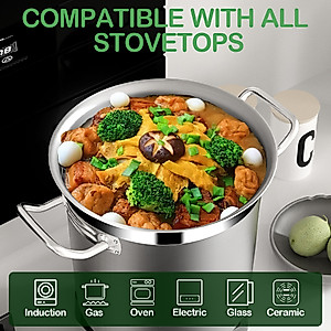 STOCKPOT Stainless Steel Pot, 20 Quart Stock Pot with Visible Lid, 3-Ply Large Soup Pot, Induction Pots, Big Pots for Cooking, Stew Pot, Oven & Dishwasher Safe
