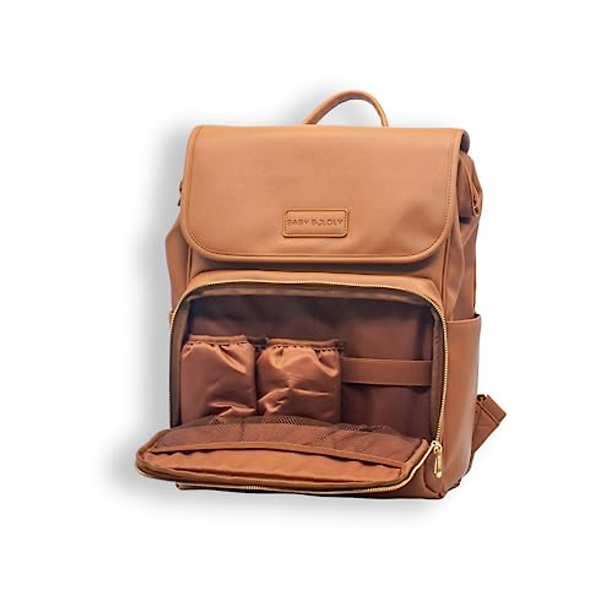 Diaper Bag Backpack for Mom Vegan Leather Diaper Bag with Changing Pad and Cosmetic Pouch, Durable Diaper Bag Backpack (Bourbon)