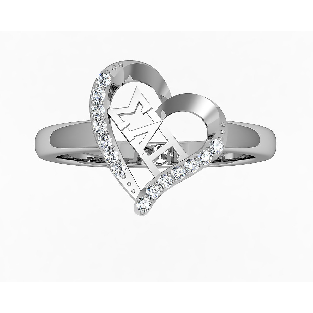 Greek Star Sigma Lambda Gamma Heart Silver Ring