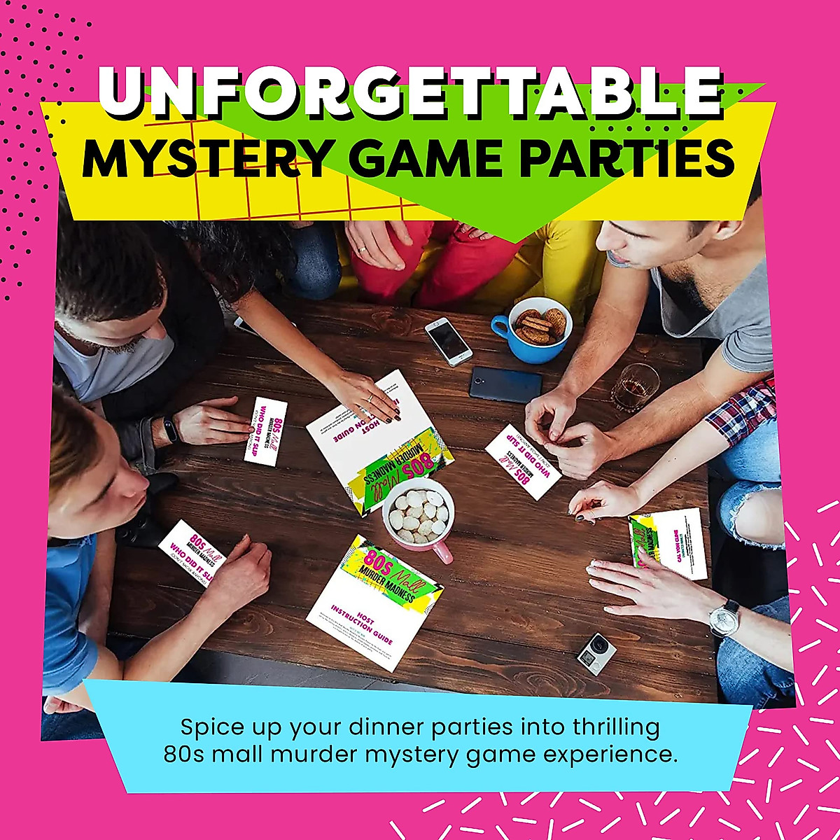 80s Mall Murder Madness | A Totally Tubular 1980s Themed Murder Mystery Game | Flexible 4-20 Players | in-Person & Virtual Downloadable Files