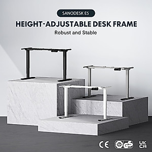 SANODESK Dual Motor 3 Stage Electric Adjustable Standing Desk Frame Heavy Duty 275lbs Load Capacity for Home Office (Black Frame Only)