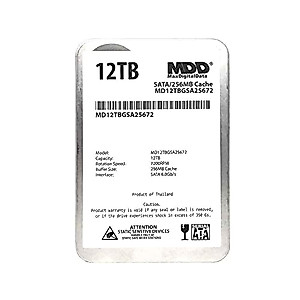 MDD 12TB 7200RPM SATA 6Gb/s 256MB Cache 3.5inch Internal Desktop Hard Drive, MD12TBGSA25672, Mechanical Hard Disk