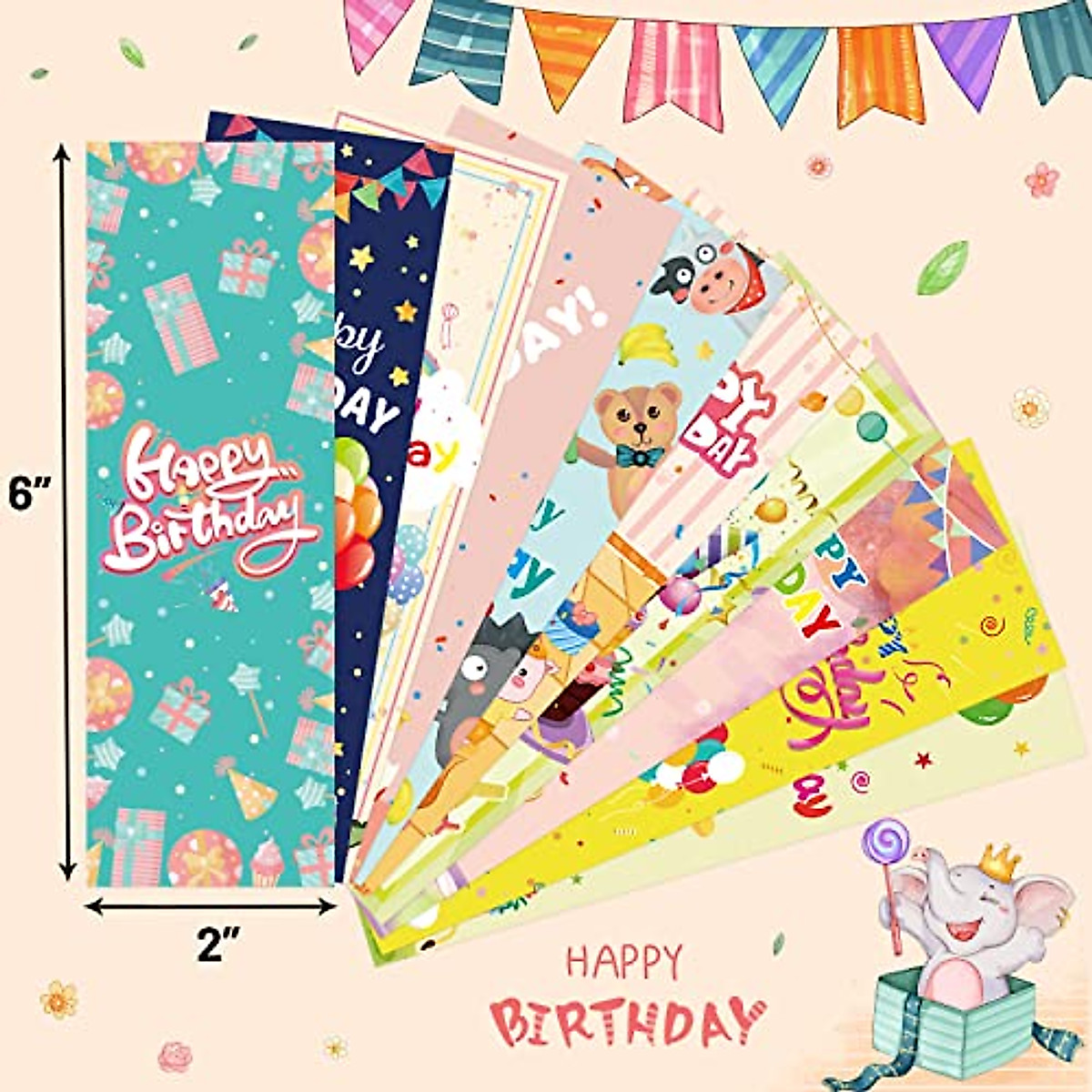 Happy Birthday Bookmarks for Kids Classroom Party Favor Supplies 100Pcs