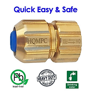 HQMPC Lead Free Garden Hose Quick Connect Brass Hose Quick Connect Garden Hose Connectors Water Hose Connectors GHT 3/4" (2 Sets)