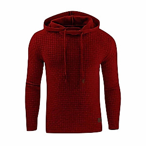 Ymosrh Mens Hoodie Sweatshirts Pullover, Trendy Hoodie Oversize Hoodies Sweatshirt Blank Hoodies for Printing Men Men's Winter Casual Hoodie Warm Long Sleeves Sweatshirt Coat Jacket (XL, Red)
