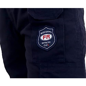 BOCOMAL Men's FR Cargo Pants Fire Resistant Pants Midweight 7.5oz Navy (7 Pockets) Multi-Pockets FR Pants
