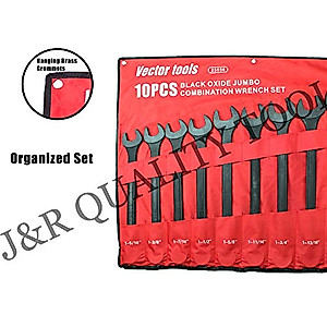 VCT 10 PC SAE Black-Oxide Jumbo Combo Wrench Set | 1-5/16" - 2" W/Carrying Pouch