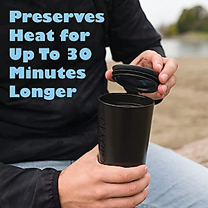 Porta Via Reusable Coffee Cup Silicone Lid – Fits Any Tumbler, Water Bottle, & Ceramic Coffee Mug – Dishwasher-Safe Ceramic Travel Mug Lid Keeps Hot Cups Hot (Medium to Large - Grey)