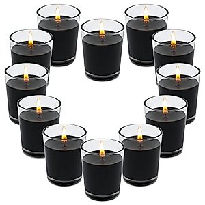 Black Halloween Votive Candles in Glass 12 Packs Small Unscented Soy Wax Candles