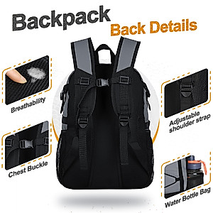 Goloni Soccer Backpack, Large Ventilated Sports Bag with Ball & Shoe Compartment, Medium Gray, 12.6x8.3x17.7 inches, 31L