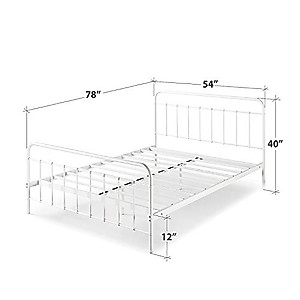 ZINUS Florence Full Panel Metal Platform Bed Frame / Mattress Foundation / No Box Spring Needed / Easy Assembly, White, Full