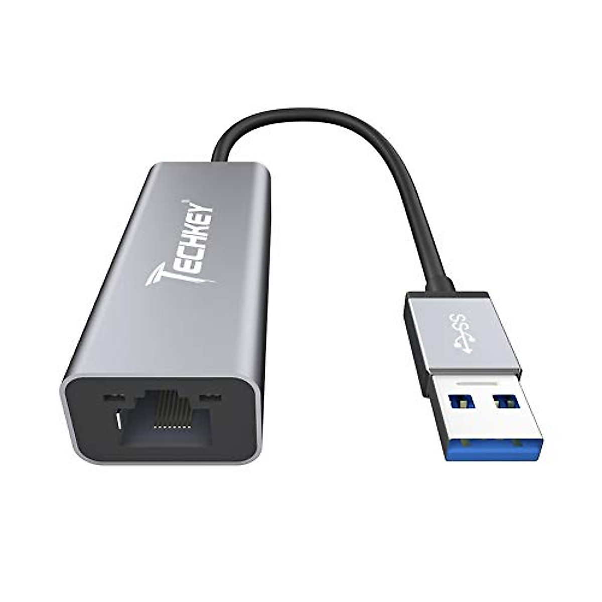 Ethernet Adapter USB 3.0 to Network, Techkey USB to RJ45 Gigabit LAN/Windows XP/for Mac OS X /10.9-11.1, 10/100/1000 Mbps Ethernet Supports Nintendo Switch/MacBook/Chromebook