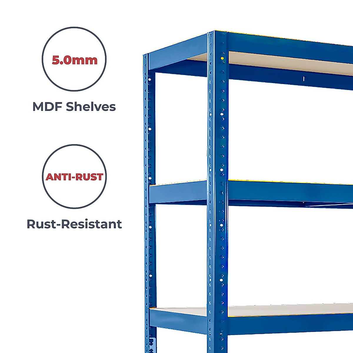 Garage Shelving Units: 71 x 35 x 18 inches | Heavy Duty Racking Shelves for Storage - 1 Bay, Blue 5 Tier (37 lbs Per Shelf), 2000 lbs Capacity | for Workshop, Shed, Office | 5 Year Warranty