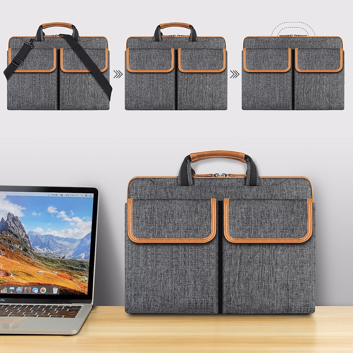 DOMISO 17 Inch Laptop Sleeve Laptop Shoulder Bag Compatible with 17.3" Dell XPS/HP Pavilion/LG Gram 17 /IdeaPad 320 / HP Omen,Dark Grey