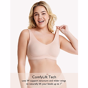 COMFELIE Wireless Bra with Support B-E Cups, Lightly Lined Zero Gravity Sculpt No Spillage Seamless T-Shirt Bra EB063