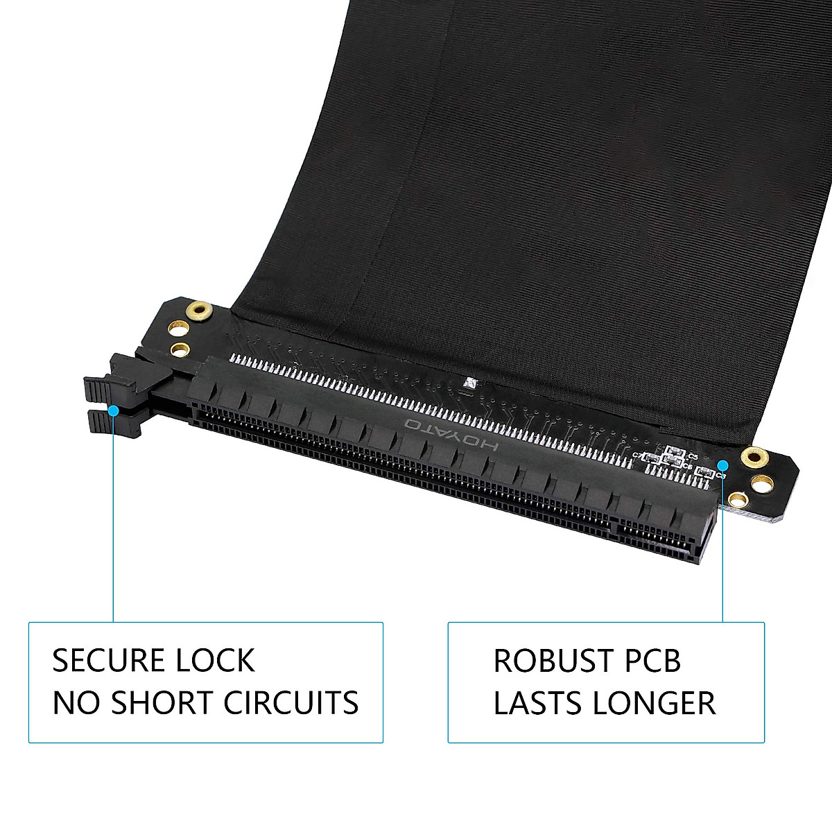 SinLoon PCI-E Express X16 Riser Extend Card PCIE 3.0 Cable Card Extension Port Adapter High Speed Riser Card Compatible with GTX RTX Series, Radeon Series Graphics Card (Balck 100mm)