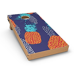 Design Skinz Summer Tropical Skin Set for Cornhole (Skin Only) - Retro Summer Pineapple v4