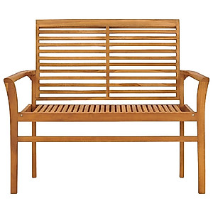 MINERWALL Patio Bench with Green Cushion 44.1" Solid Teak Wood,Teak Patio Bench with Green Cushion Durable Outdoor Furniture for Garden and Patio Patio Furniture