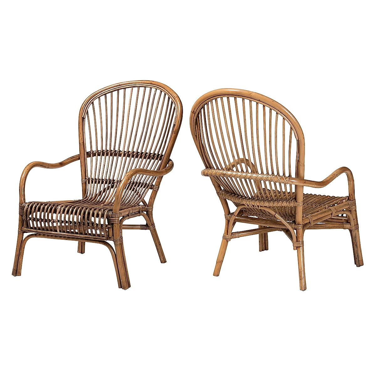 Baxton Studio Varali Chair, Set of 2, Natural Brown
