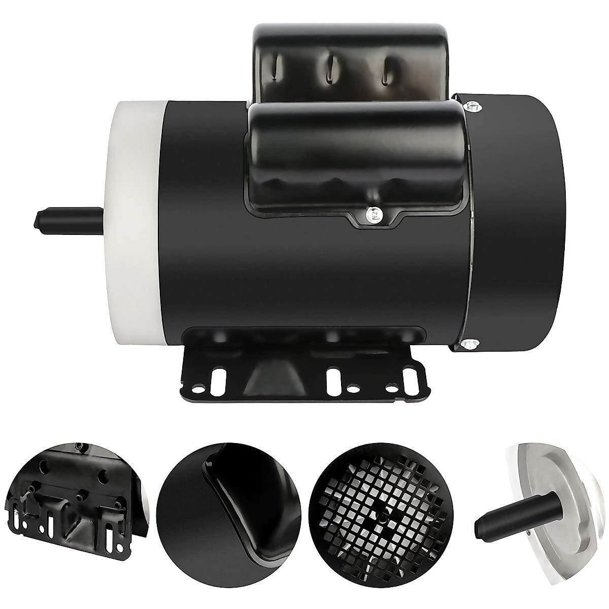 2HP Electric Motor 3450 RPM General Purpose Single Phase Motor 56C Frame 115V/230V 5/8" Shaft Diameter Rolled Steel Shell TEFC 60HZ