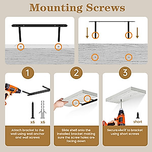 Gigecor Bathroom Shelves with Wire Storage Basket, Floating Shelves for Wall Decor Storage, Wood Wall Shelves for Bathroom, Living Room, Kitchen and Bedroom (White)