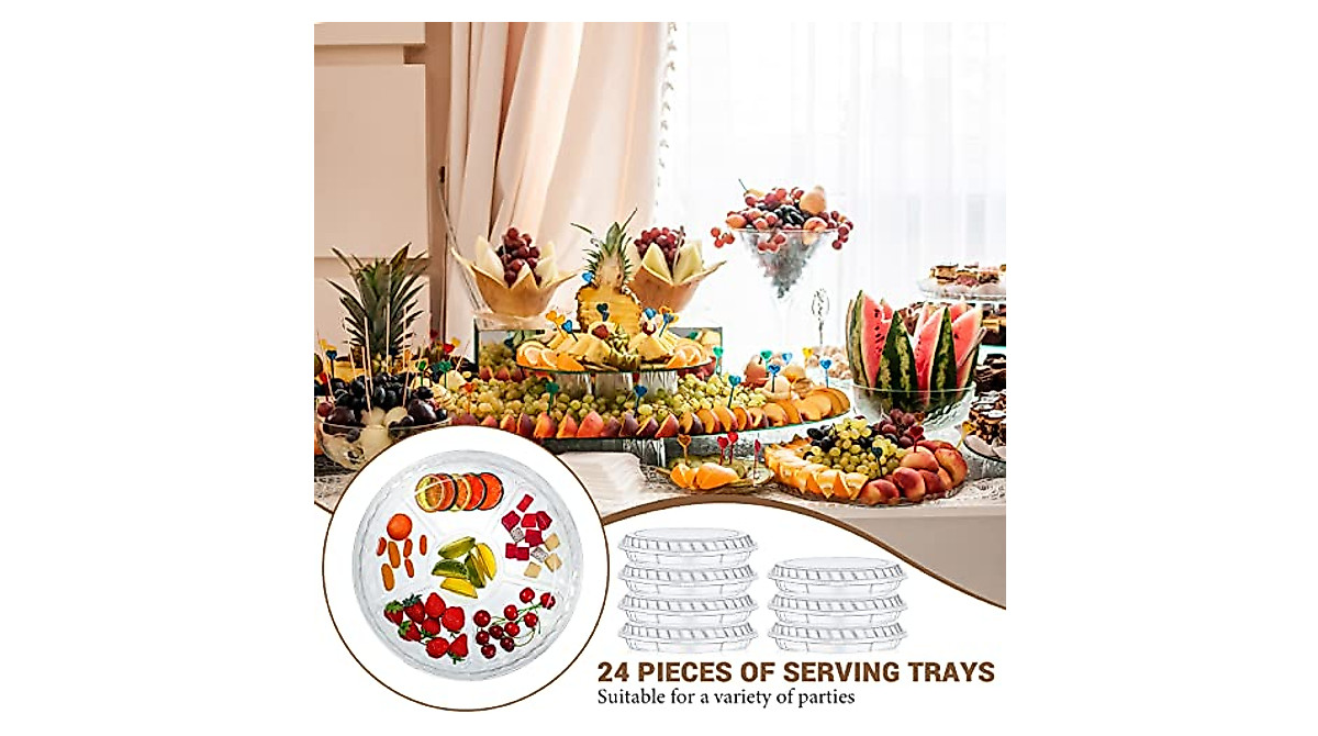 Yetene 24 Pcs 12-Inch Plastic Serving Trays with Lids for Parties