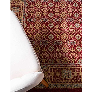 Unique Loom Palace Collection Traditional Geometric Area Rug, 3' 3" x 5' 3", Red/Light Blue