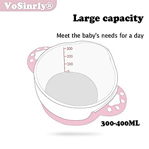VoSinrly Baby Mate Suction Bowl for Toddlers with Fork & Spoon Set - Toddler Bowls with Suction and Lid - BPA Free Baby Feeding Set - Great Gift for Baby Birthdays & Preschool Graduations (Pink)