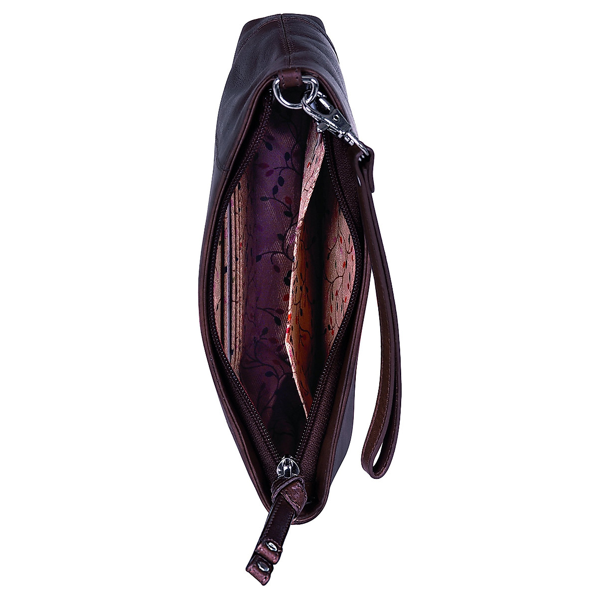 Mancini Leather Goods Casablanca Collection: Ladies’ Small RFID Wristlet (Brown)