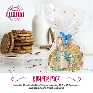Anniversary House Official Beatrix Potter™ Peter Rabbit™ Treat Bags, BOPP Cellophane Bags, 12.5 x 28.5cm, Pack of 20, Including Twist Ties, Party Bags for Baby Showers, 1st Birthdays, M569