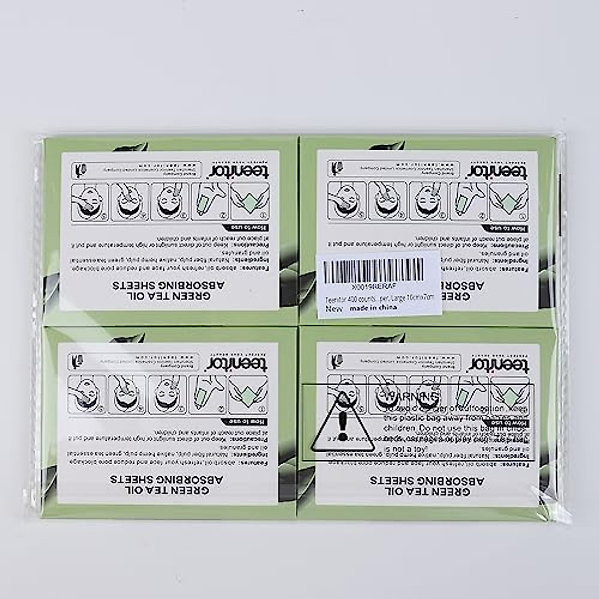 Teenitor 400 Counts Oil Blotting Sheets for Face, Green Tea Oil Absorbing Sheets Blotting Paper for Oily Skin, Oil Absorbent Pads Face Oil Wipes Oil Sheets for Women, Oil Control Film Large 10cmx7cm