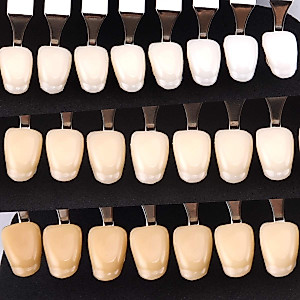 Professional 3D R-20 Teeth Whitening Shade Guide with Mirror, Classical Tooth Bleaching Shade Chart 20 Colors