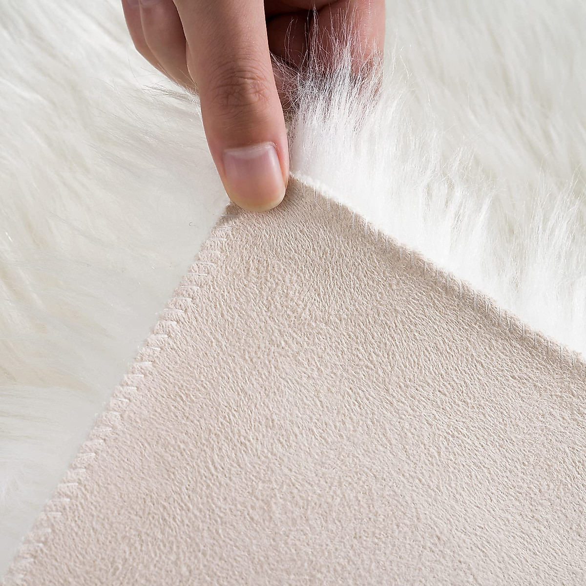 Ciicool Ultra Soft Faux Sheepskin Fur Rug Fluffy Rug for Bedroom Fuzzy Carpet for Living Room Kid's Room Nursery Decor, White 2 x 6 Feet