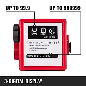 VEVOR Mechanical Fuel Meter 20 GPM Fuel Flow Meter 3-Digital Batch Display Fuel Transfer Meter 1 Inch Diesel Fuel Flow Meter All Fuel Transfer Pumps Gasoline Flow Meter