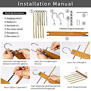 2-Piece Magic Pants Hangers (2.0 Center is Backward Not Easy Slide Off. More Easily Getting Clothes on and Off) Pants Hangers Space Saving 5 Layers 2 Uses Multi Functional Pants Rack