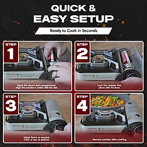 Chef Master 90340 | Pack of 4 Butane Fuel Cylinders| 8oz Butane Canisters for Portable Stove | Butane Torch Replacement Canisters