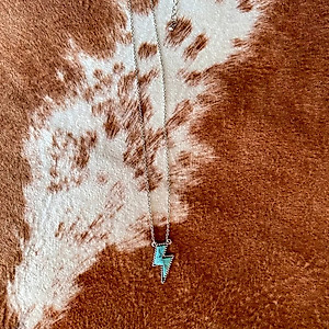 GFLPO Lightning Bolt Necklace Western Necklaces for Women Turquoise Neckalce Western Cowgirl Cowboy Pendant Necklaces Turquoise Jewelry Western Jewelry for Women