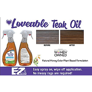 EcoDecors Loveable 24 oz, Spray Bottle, Teak Oil, Teak Sealer, Teak Cleaner, Teak Oil for Outdoor Furniture, Teak Stain, Teak Sealer for Outdoor Furniture, Teak Wood Oil, Teak Cleaner and Brightener
