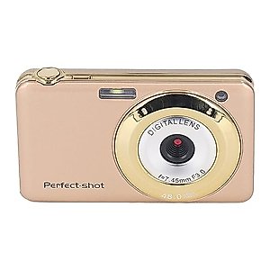 Portable Digital Camera, High Definition USB 48 MP 2.7in 8X Digital Zoom Digital Camera for Travel (Color : Gold)