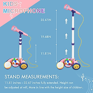 CYURMJUN Kids Microphone with Stand, Kids Karaoke Machine Music Toys, Toy Microphone with Stand for Kids Boys Girls Birthday