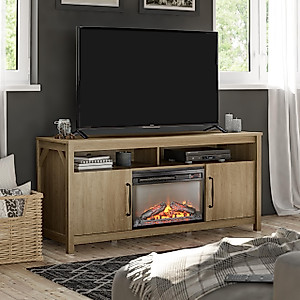 Ameriwood Home Augusta Electric Fireplace Console for TVs up to 65”, Natural