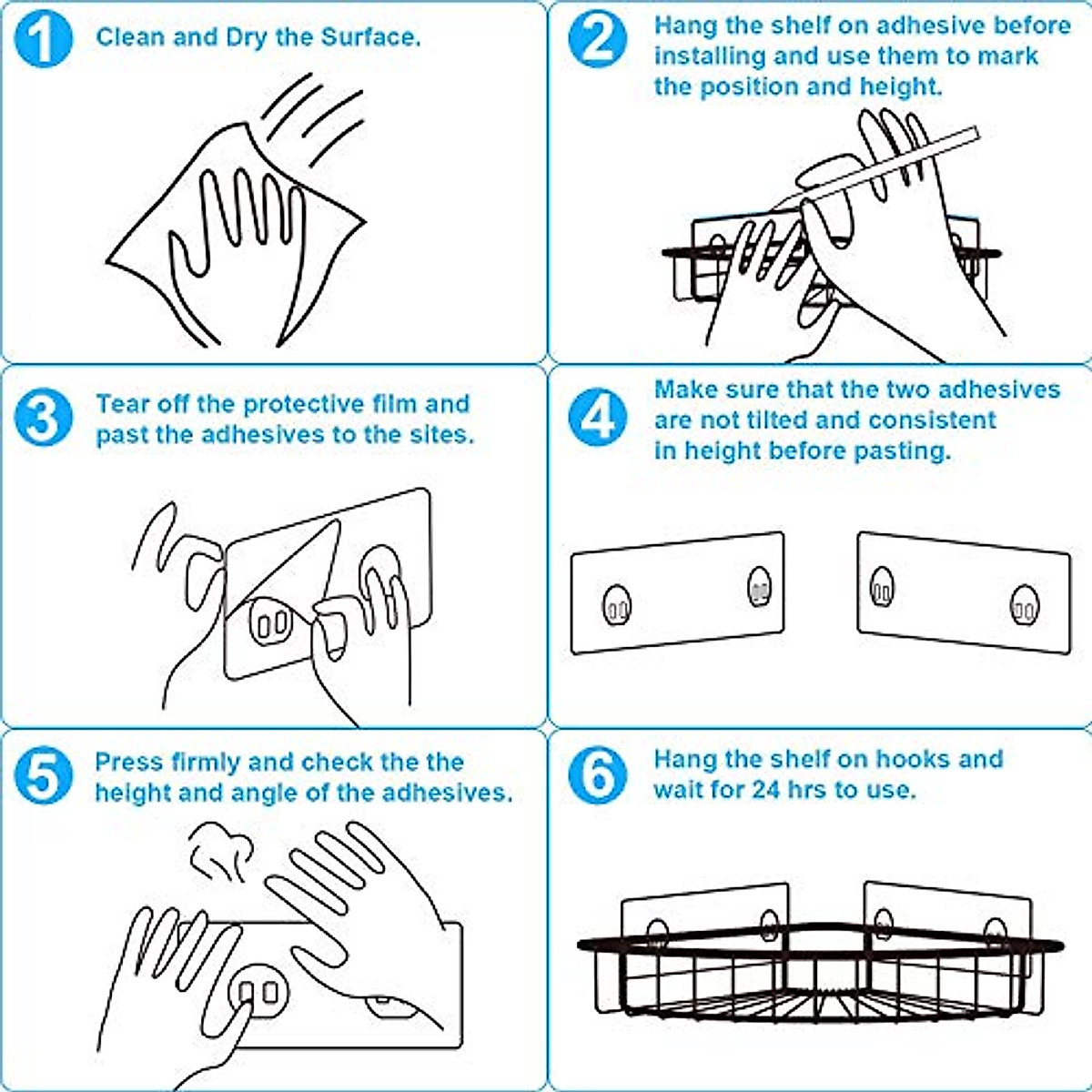 SMARTAKE 2-Pack Corner Shower Caddy 2-Pack 9.9 Inches Shower Caddy, Wall Mounted Bathroom Shelf with Adhesives