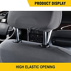 Jawmoy 2 PCS Car Seat Cushion Headrest Cover, Stretch Fabric Soft Breathable Full-Surround Dust Cover, Telescopic Opening Seat Headrest Protector, Universal Accessories for Most Cars (Dark Gray)