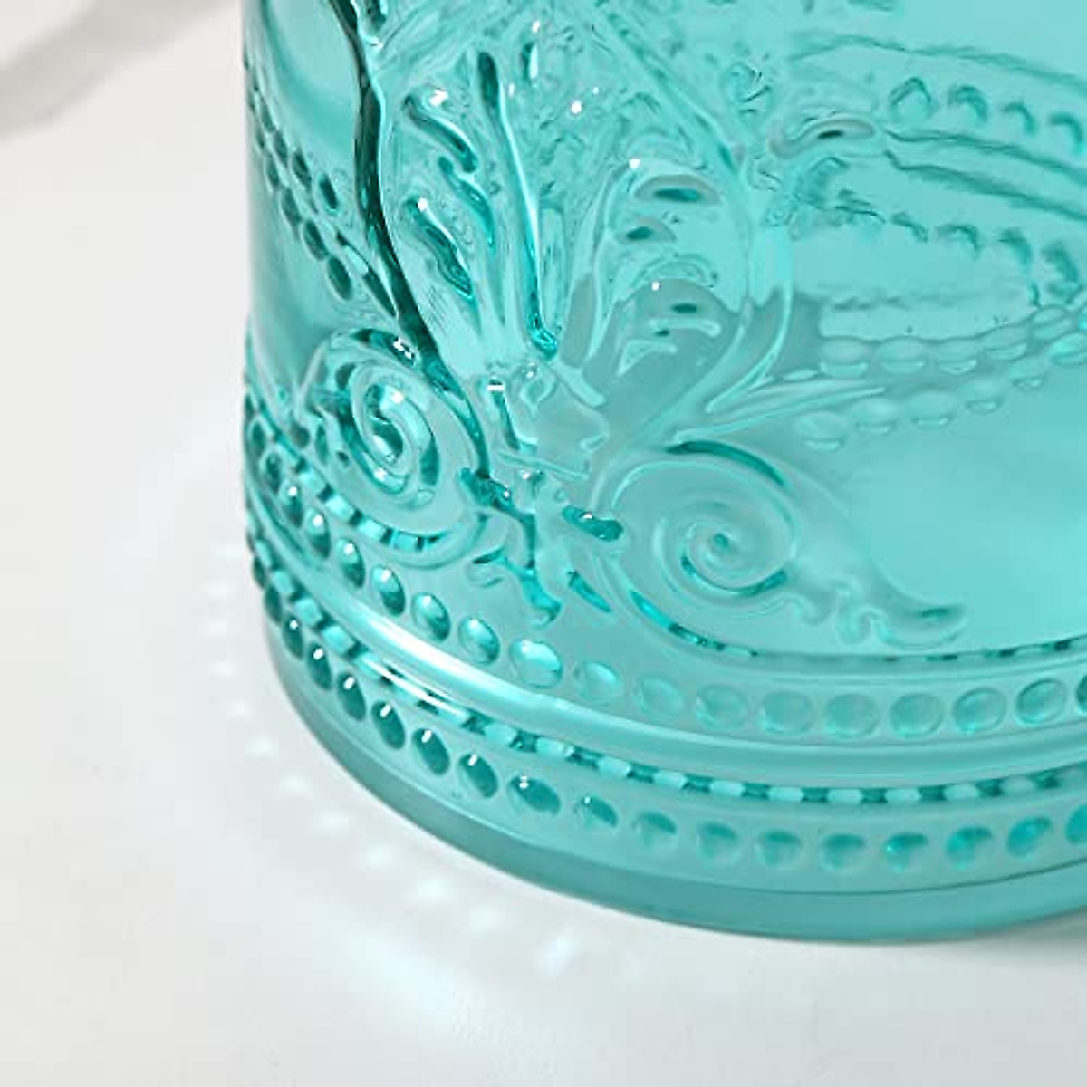 KMWARES Decorative Wastebasket/Trash Can/Garbage Can for Home Accent, Kitchen, Bathroom Accessories, Office Decoration - Real Glass Solid Teal Blue